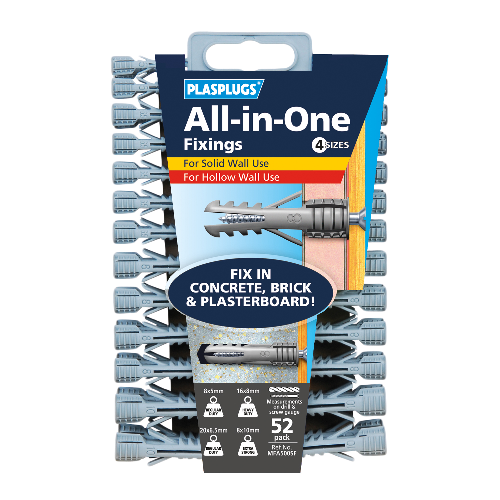 Plasplugs 52 Multi Purpose All in One fixings Clip Pack